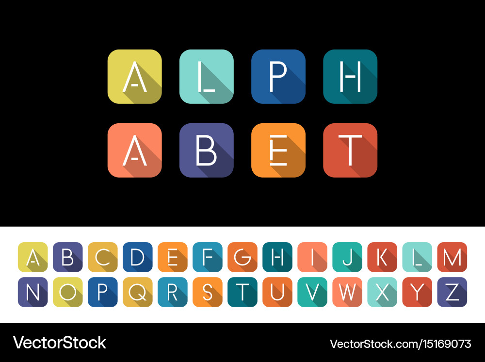 Flat icons alphabet - colorful design Royalty Free Vector