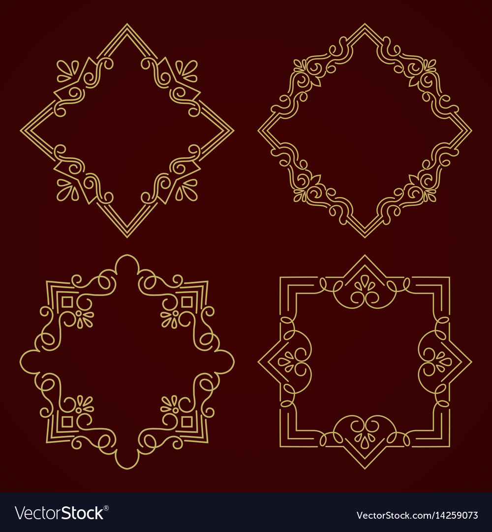 Floral and geometric monogram frame Royalty Free Vector