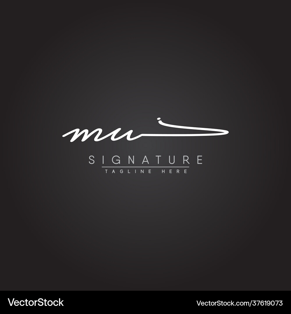 Initial letter mu logo - hand drawn signature logo