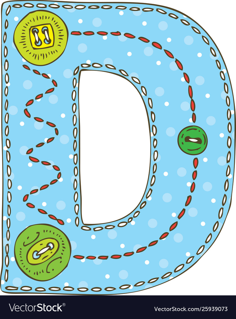 Letter d in patchwork style Royalty Free Vector Image