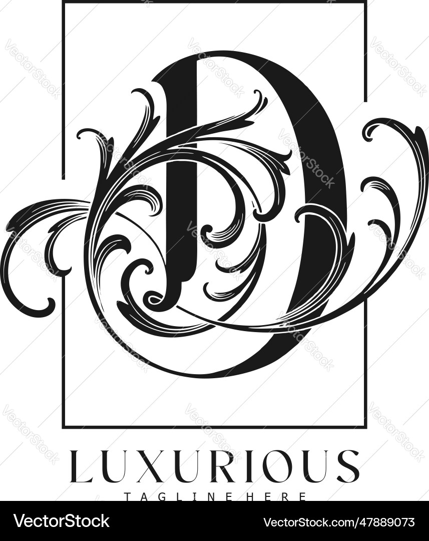 Luxurious beauty gold d lettering monogram Vector Image