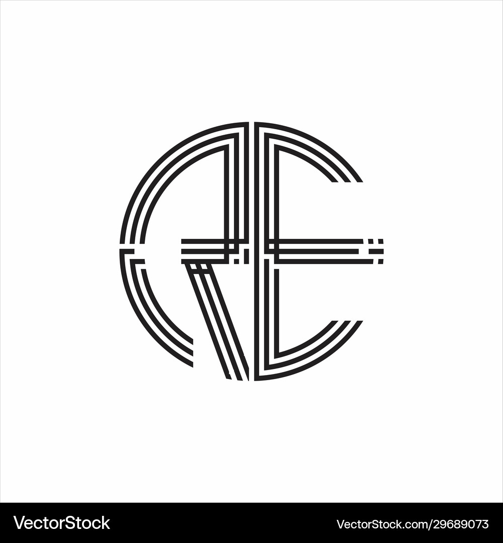 Re logo monogram triple ribbon style line design Vector Image