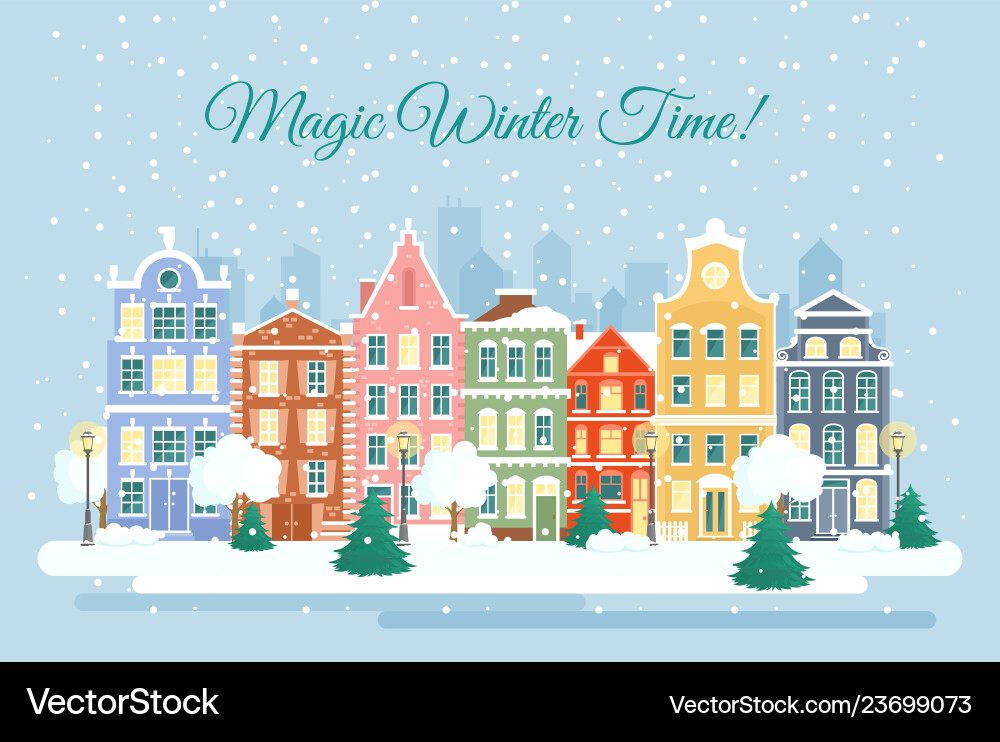 Town in wintertime Royalty Free Vector Image - VectorStock