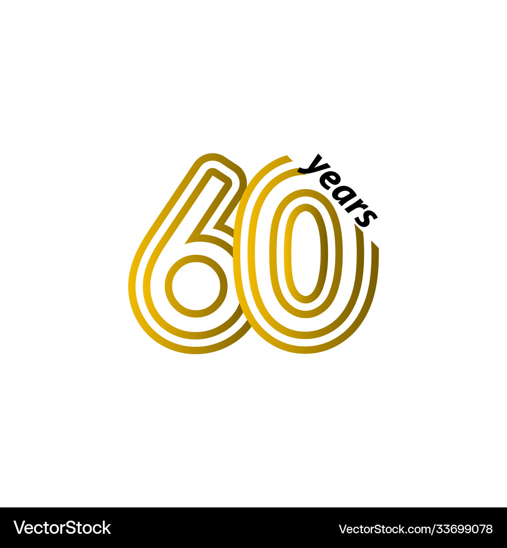 60 years anniversary celebration line gold Vector Image