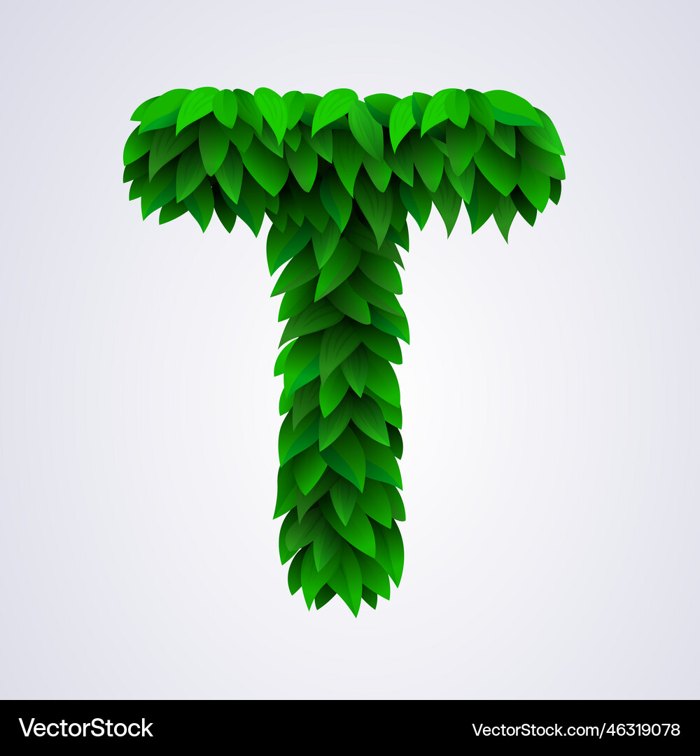 Alphabet letters made from fresh green leafs Vector Image