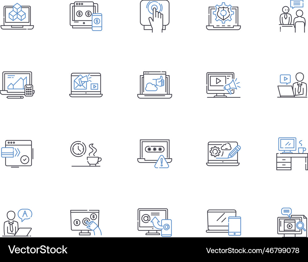 Association line icons collection members Vector Image