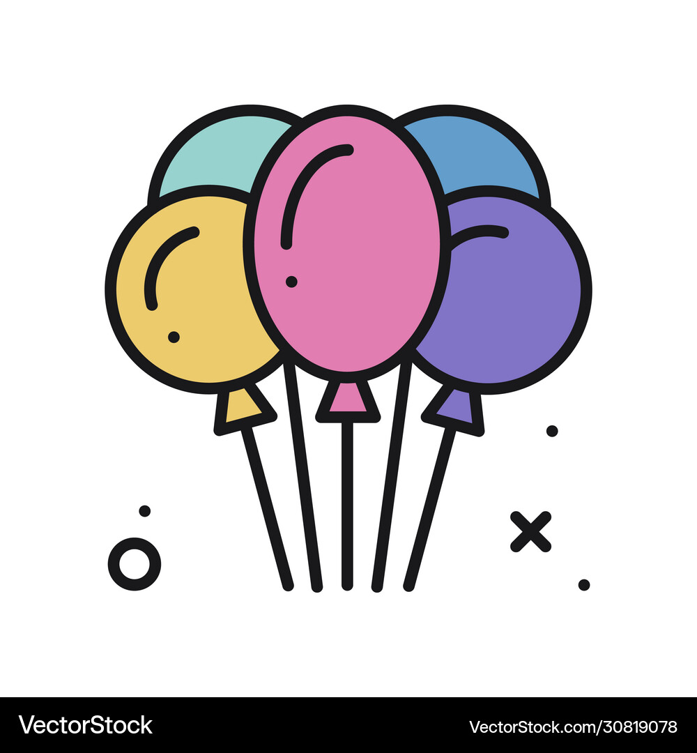Balloon air line icon birthday Royalty Free Vector Image