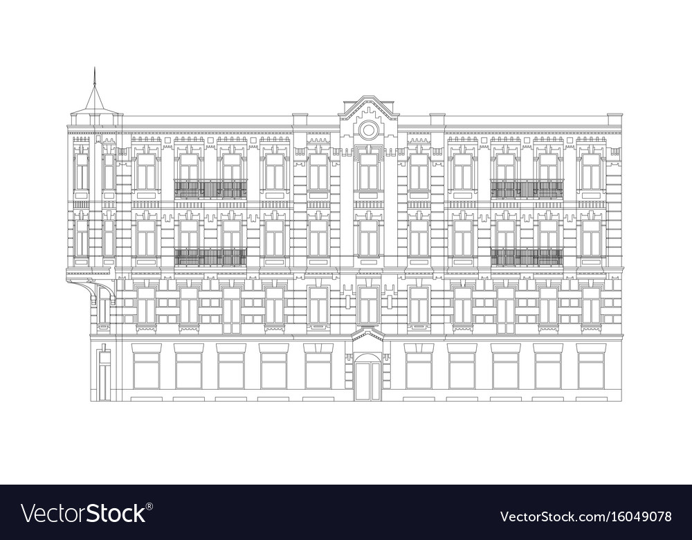 Facade classical building Royalty Free Vector Image