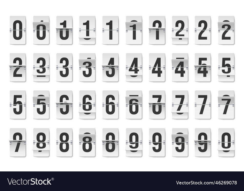 Flip clock number set board with numeral dial Vector Image Flip clock number set board with numeral dial Vector Image