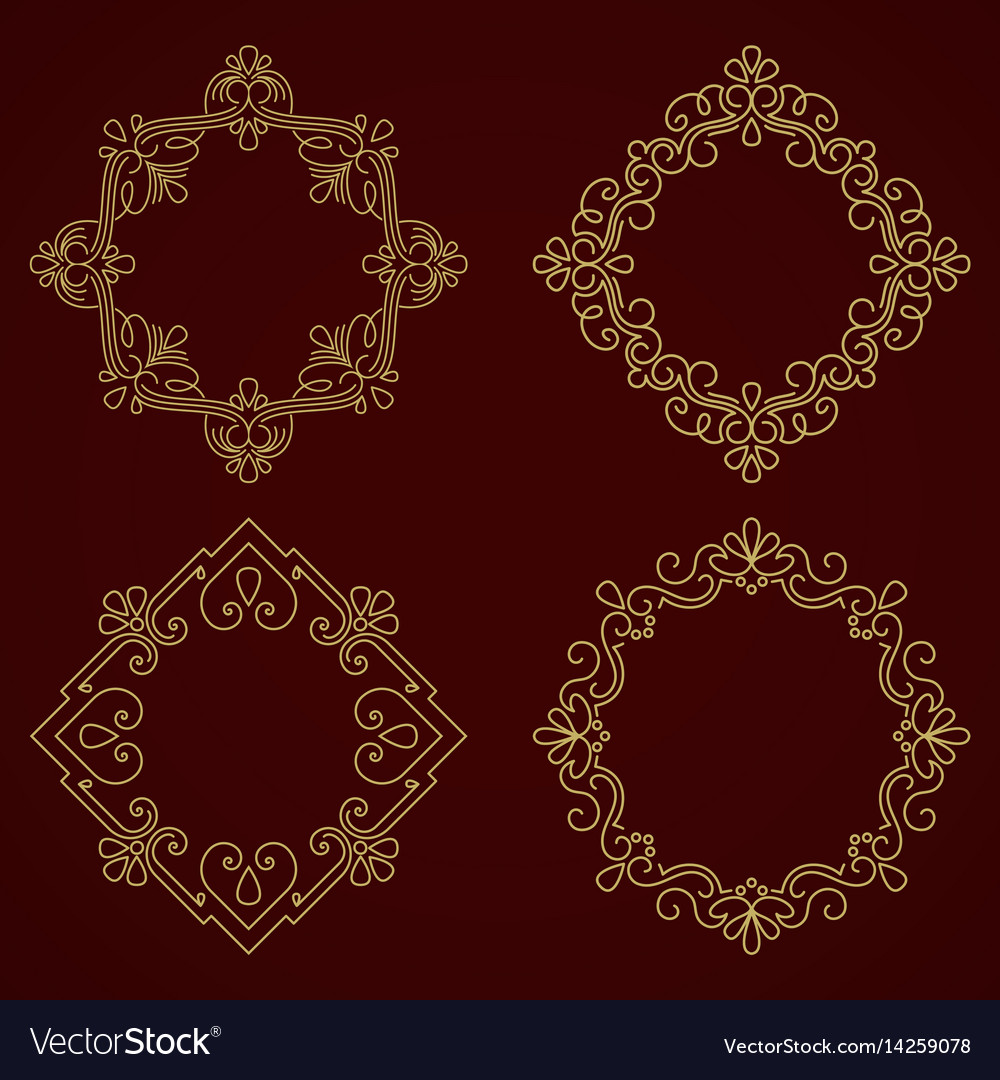 Floral and geometric monogram frame Royalty Free Vector