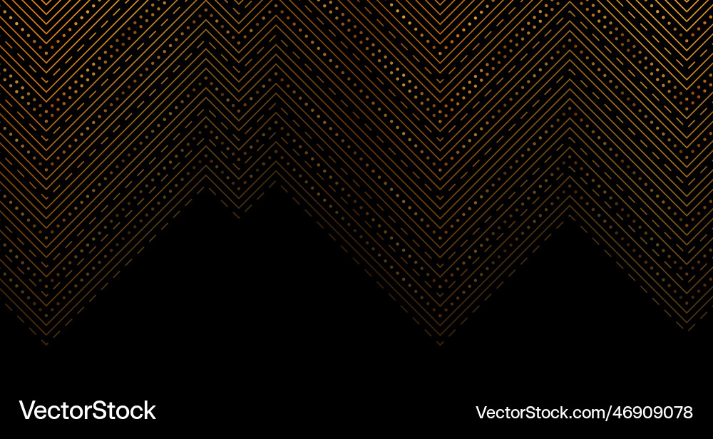 Golden dotted lines on black background Royalty Free Vector