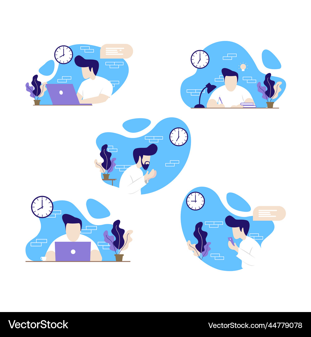 Graphic of a man doing daily activity Royalty Free Vector