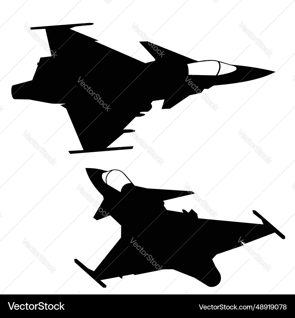 Gripen jet figter silhouette set Royalty Free Vector Image