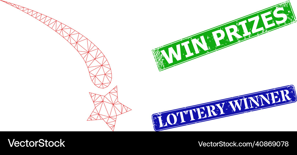 Grunge win prizes badges and polygonal mesh Vector Image