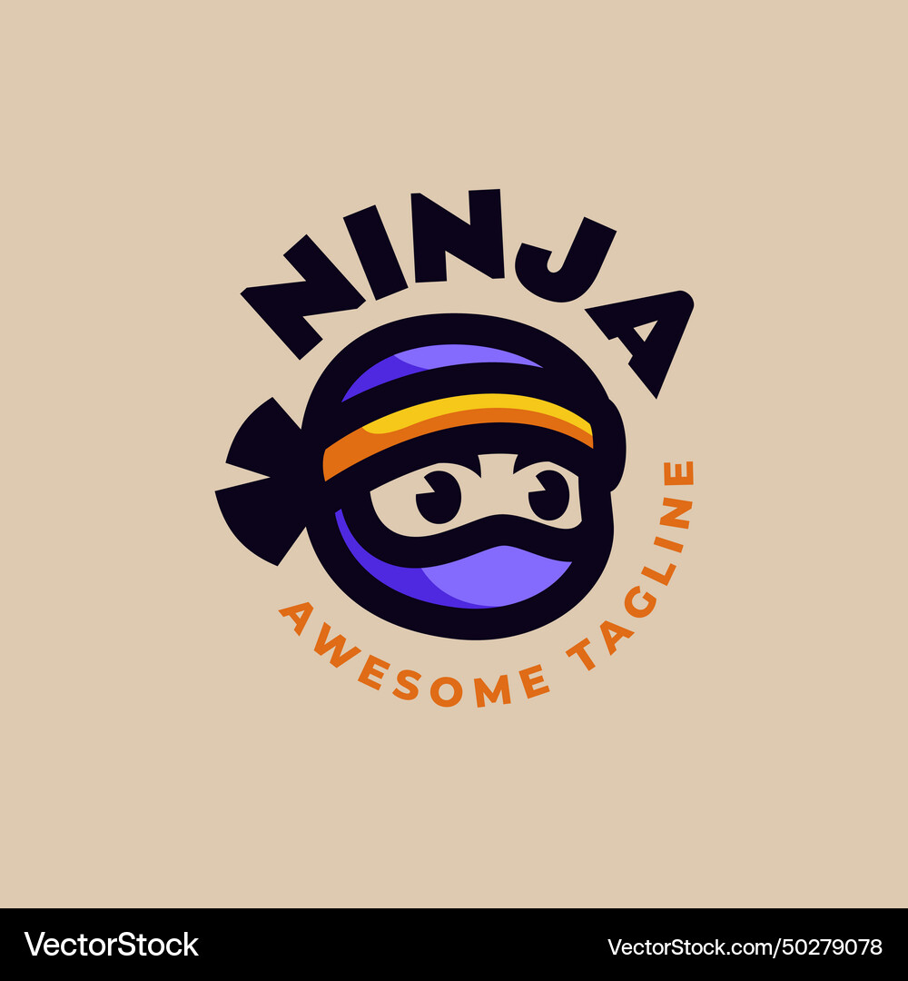 Logo ninja mascot cartoon style Royalty Free Vector Image