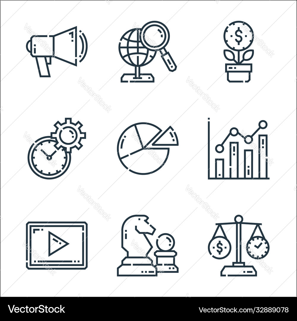 Marketing line icons linear set quality line set Vector Image