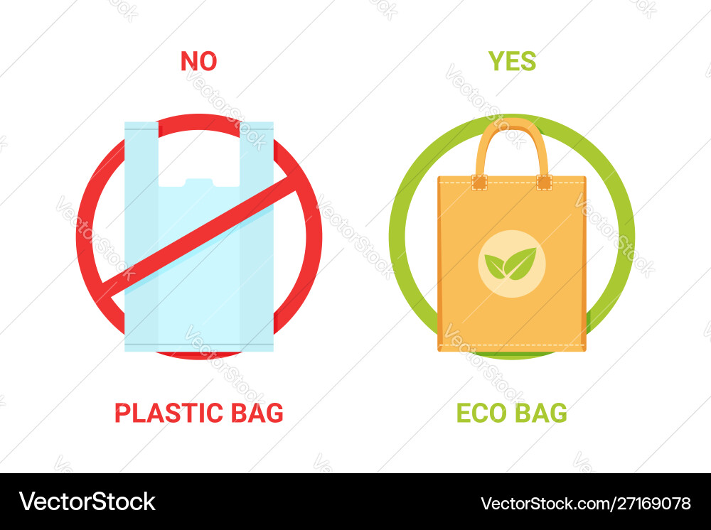 No plastic bag yes eco bag banner Royalty Free Vector Image