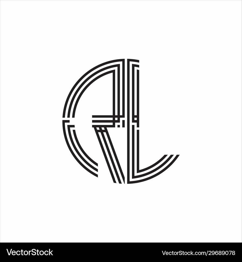 Rl logo monogram triple ribbon style line design Vector Image