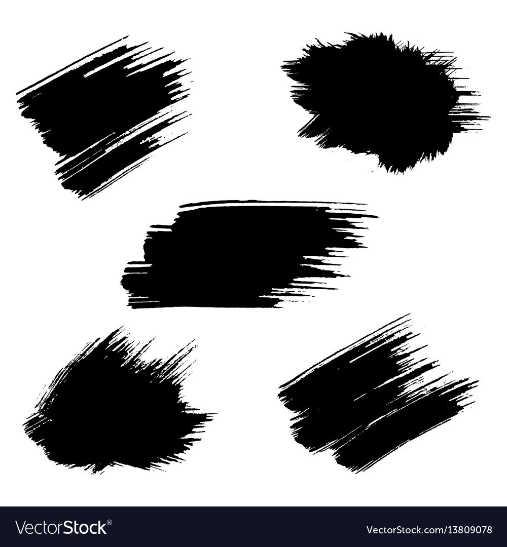 Set black paint ink brush strokes brushes Vector Image