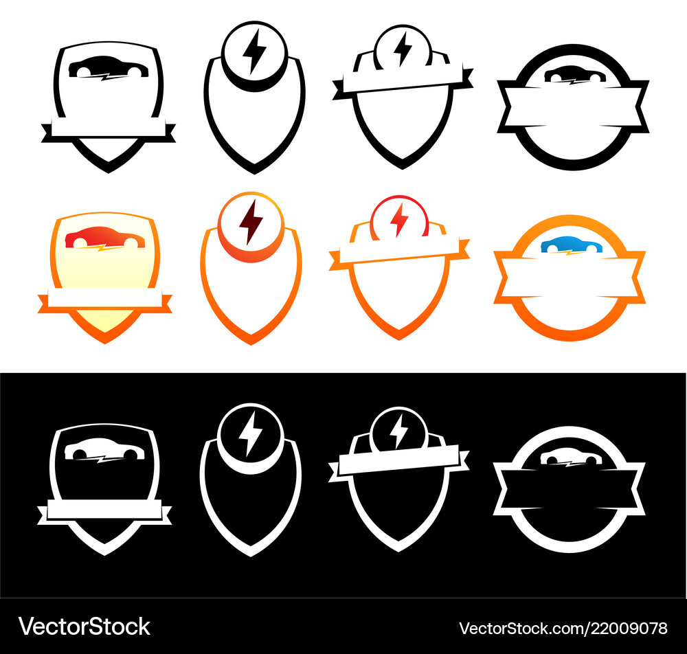 Set emblems with electric cars - badges Royalty Free Vector