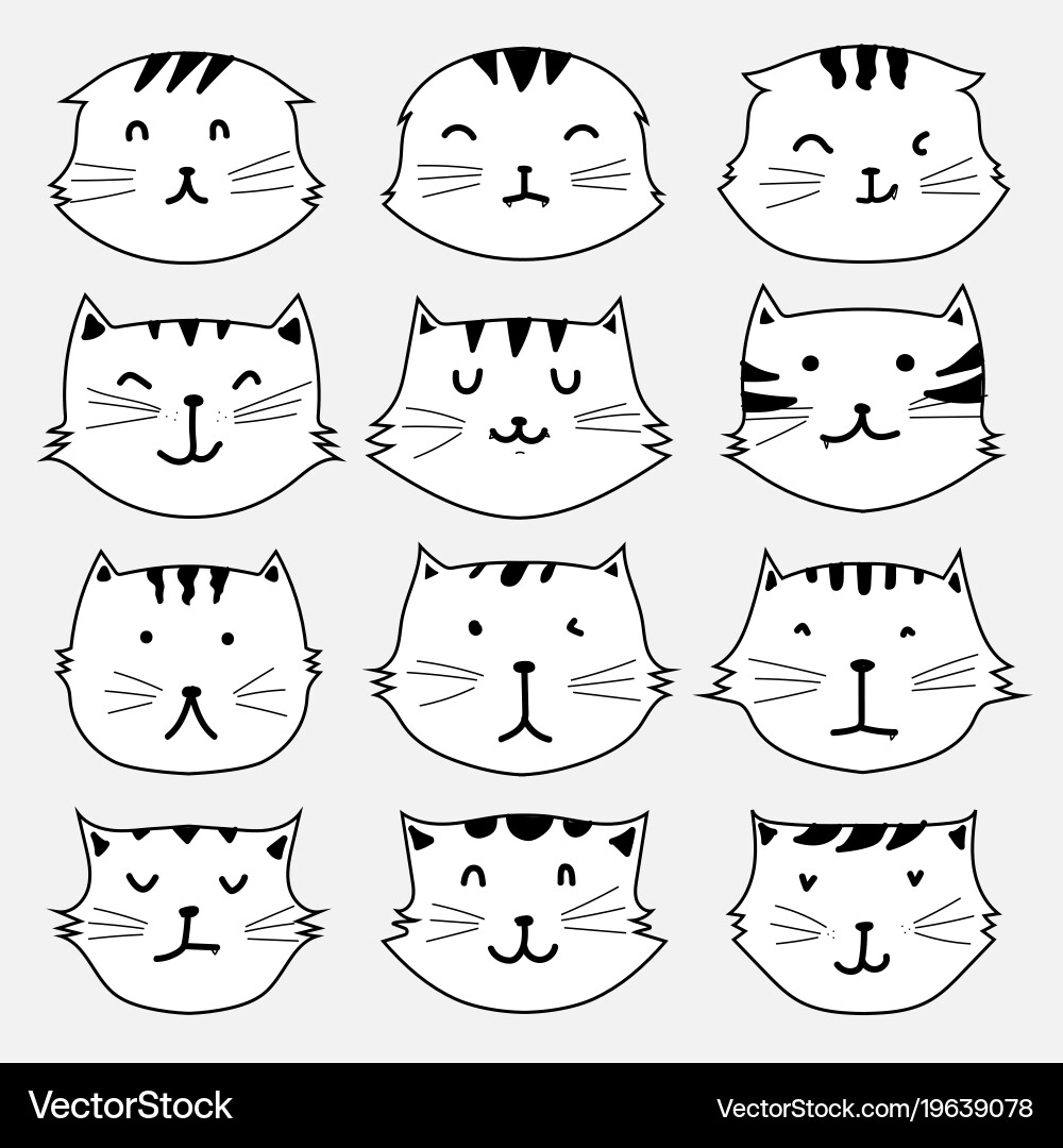 Set of cute cat sticker Royalty Free Vector Image