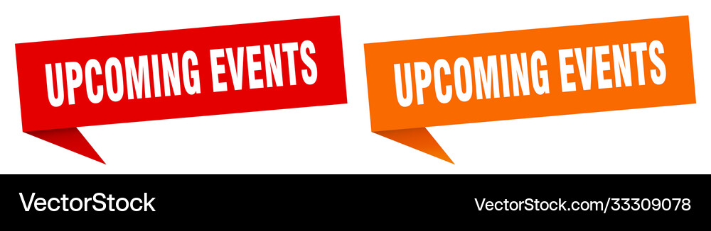 Upcoming events banner sign Royalty Free Vector Image