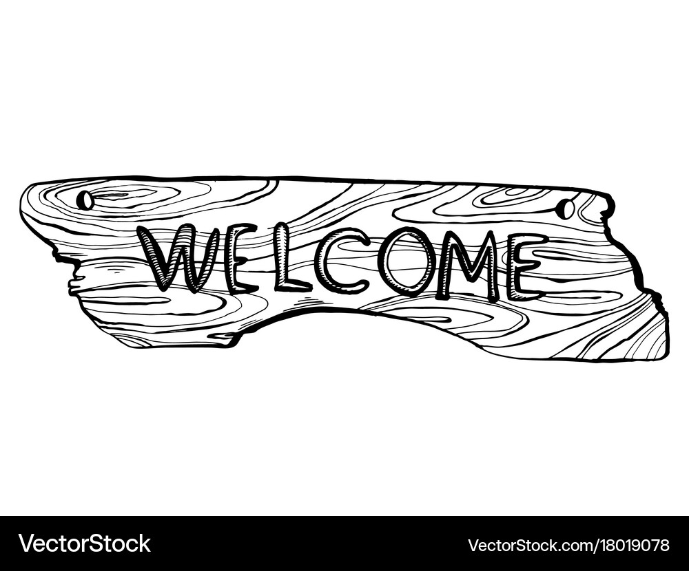 Wooden welcome plate engraving Royalty Free Vector Image