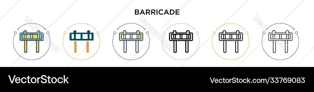Barricade icon in filled thin line outline Vector Image