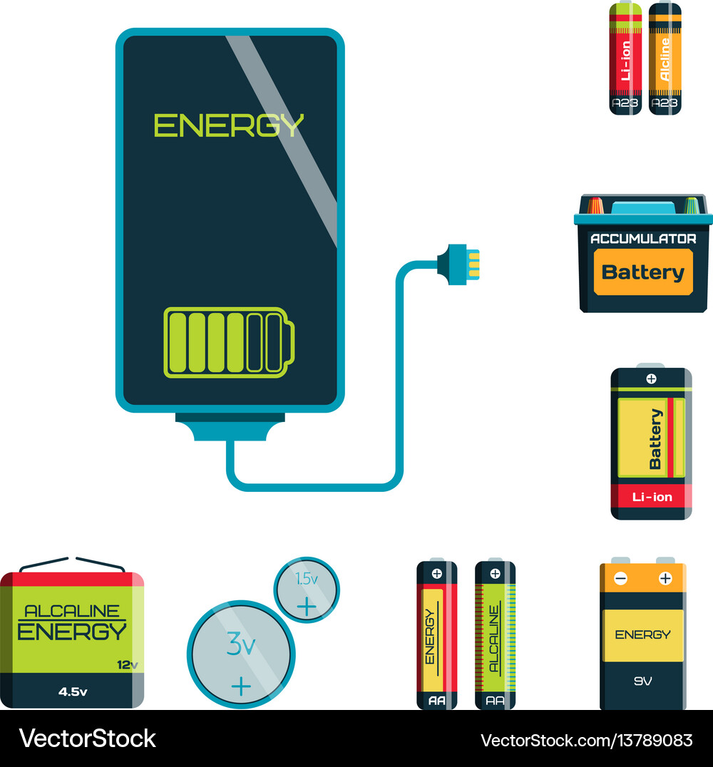 Battery energy tool electricity charge fuel Vector Image