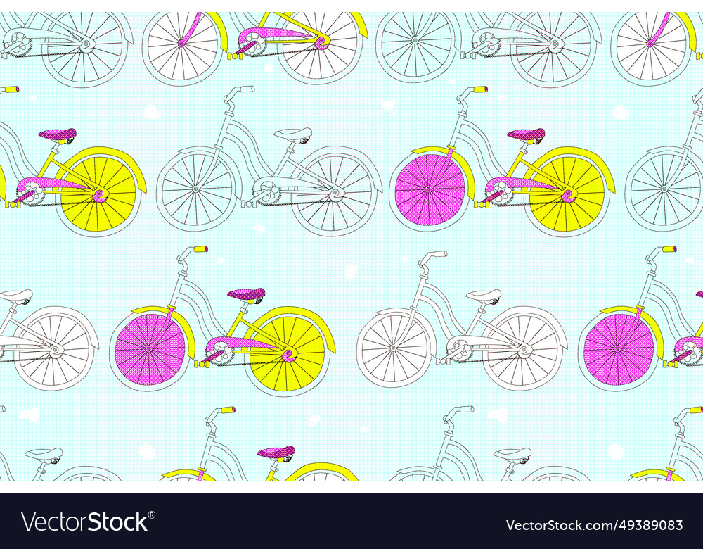 Bicycles seamless pattern Royalty Free Vector Image