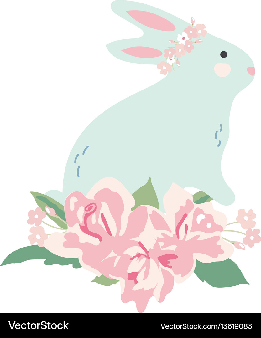 Bunny with flower bouquet Royalty Free Vector Image