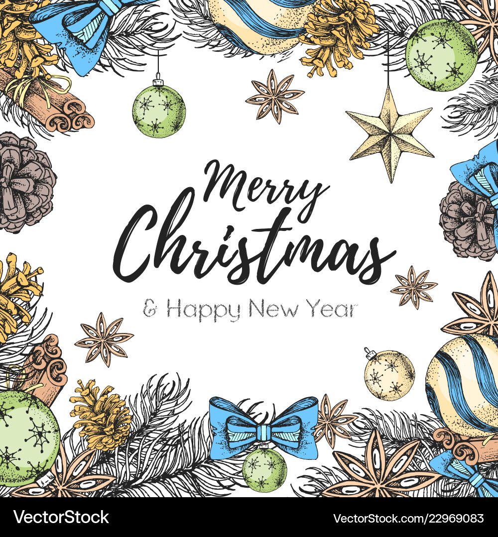 Christmas holiday hand drawing poster Royalty Free Vector