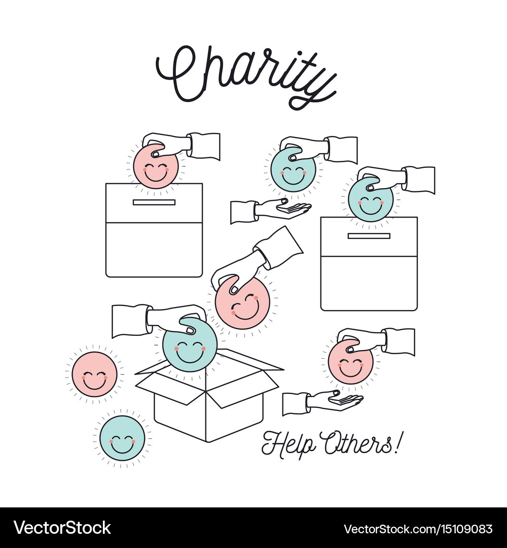 Color silhouette image set charity help others Vector Image