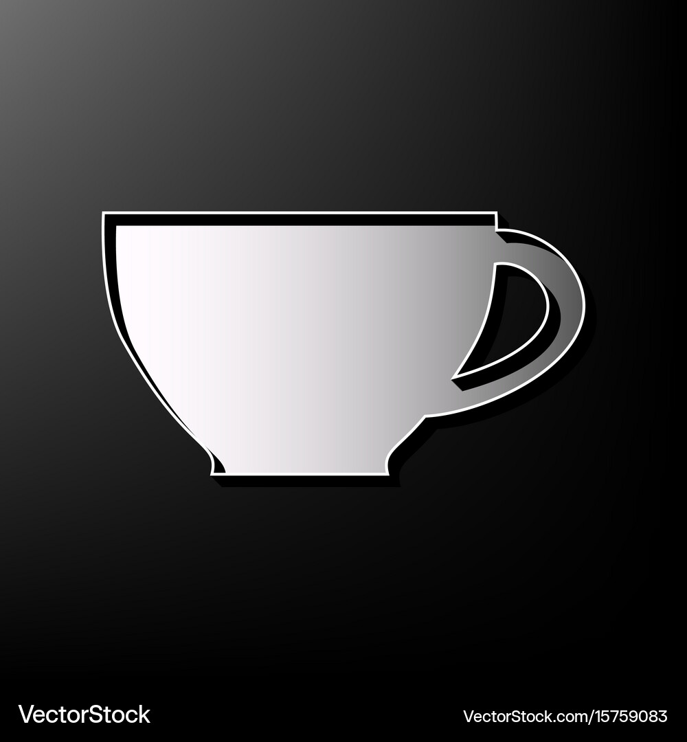 Cup sign gray 3d printed icon on black Royalty Free Vector