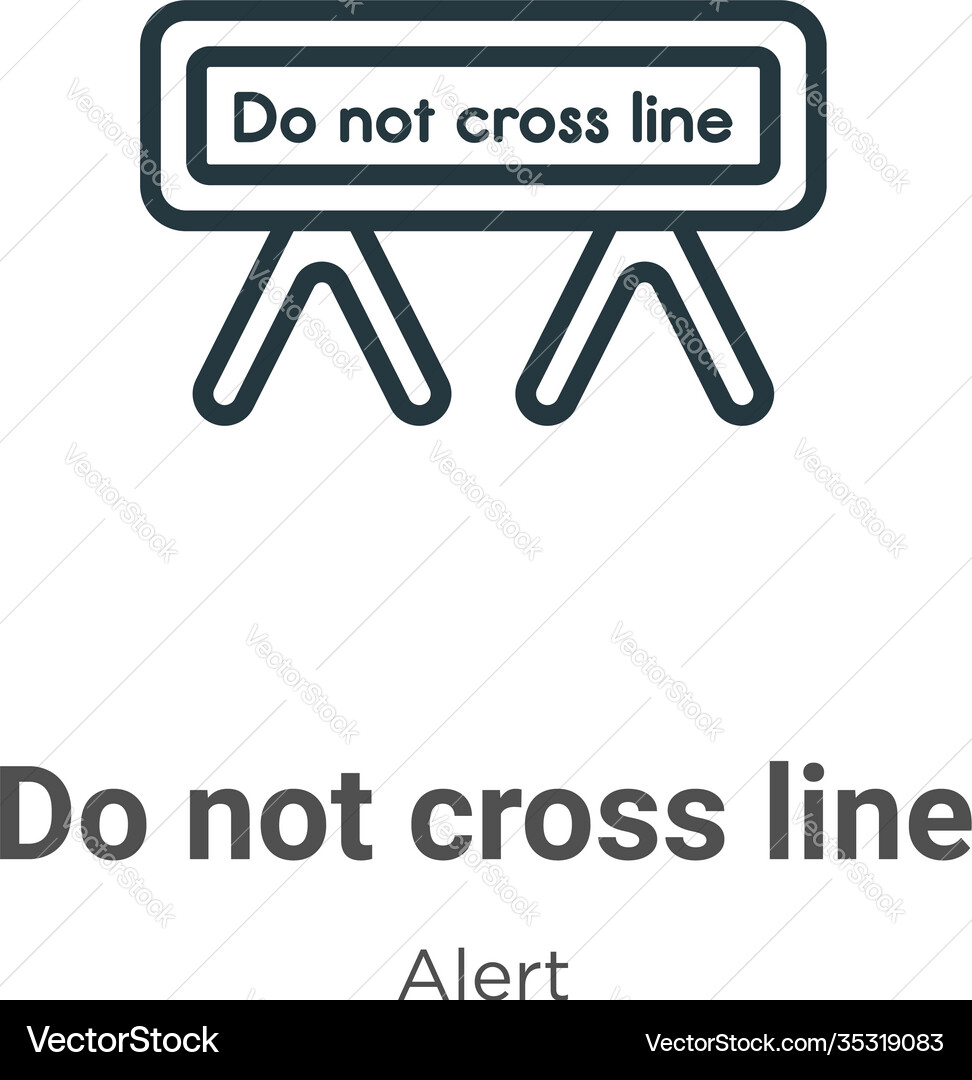 Do not cross line outline icon thin line black Vector Image