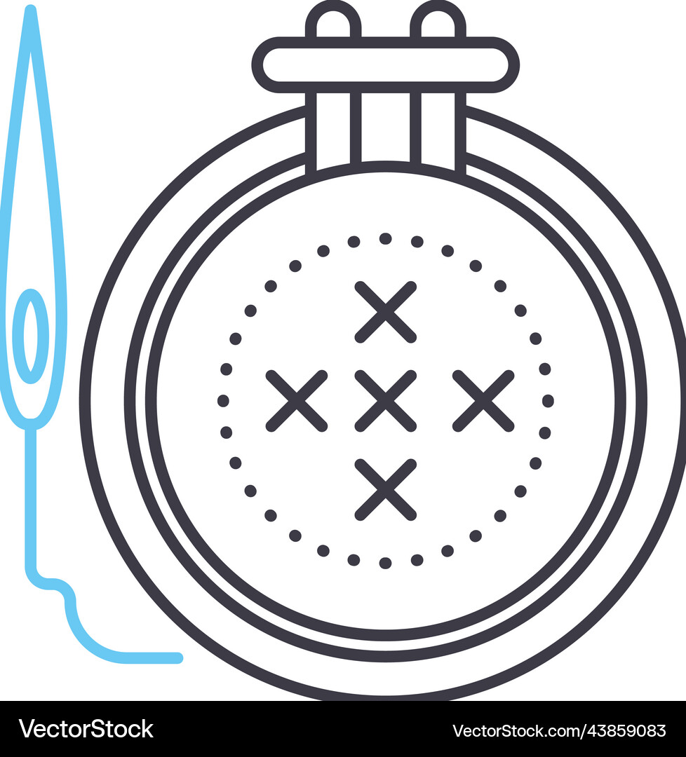 Embrodery line icon outline symbol Royalty Free Vector Image