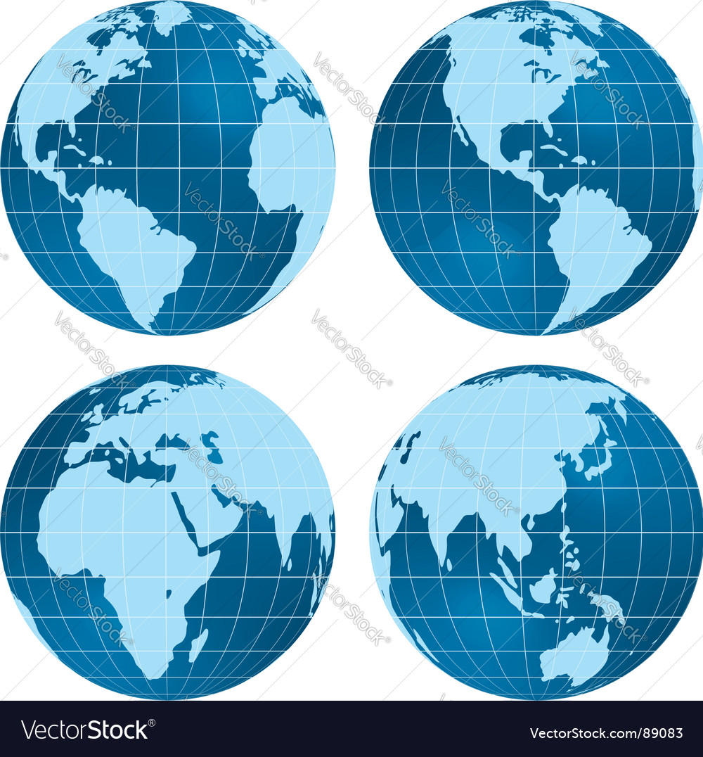 Globe views Royalty Free Vector Image - VectorStock