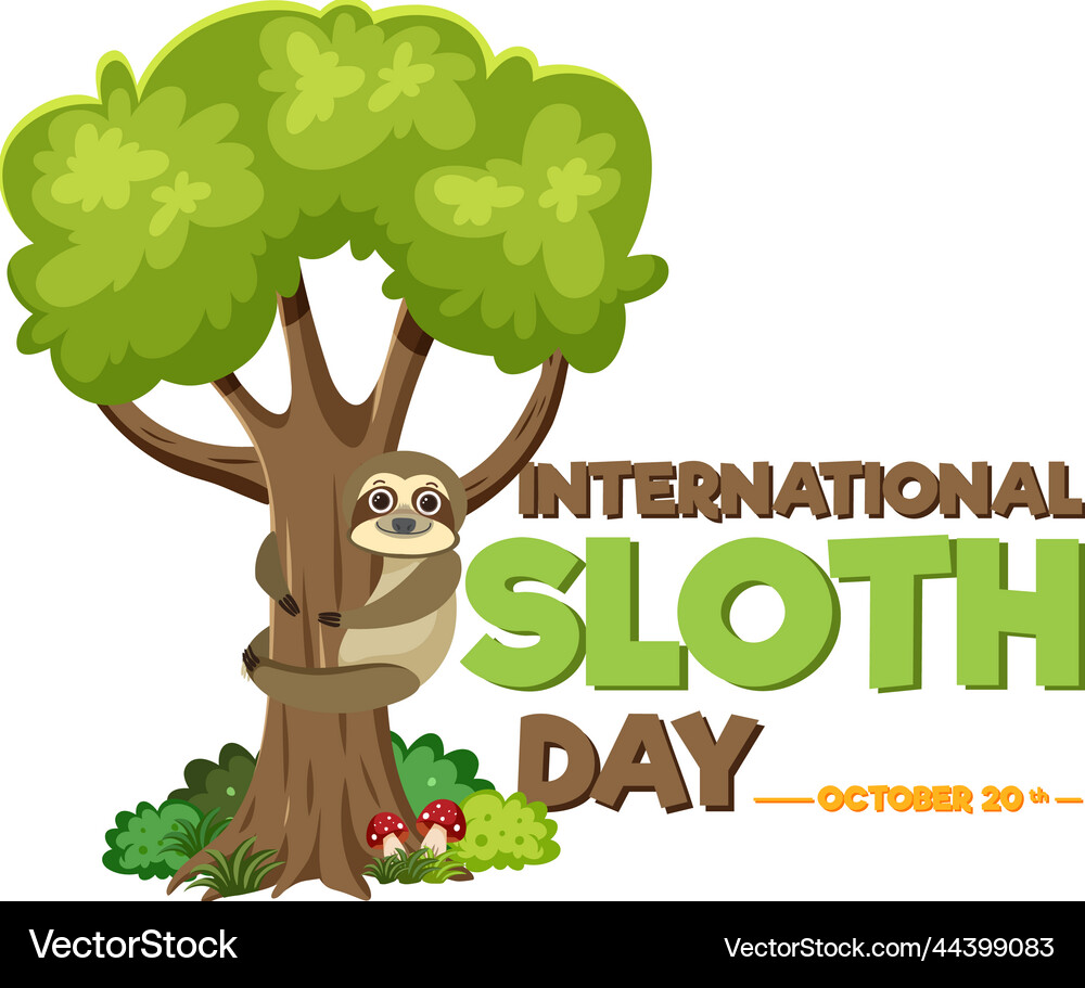 International sloth day banner concept Royalty Free Vector