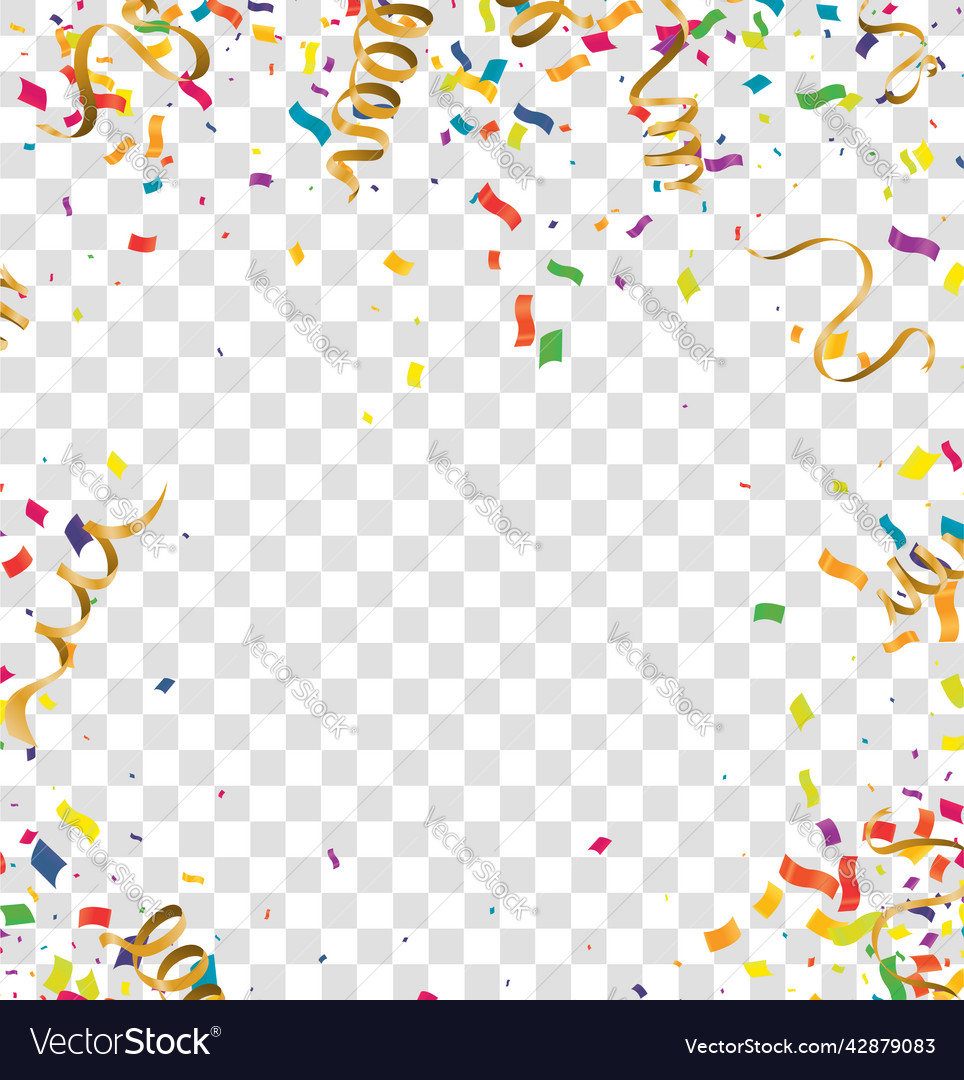 Many falling colorful tiny confetti and ribbon Vector Image