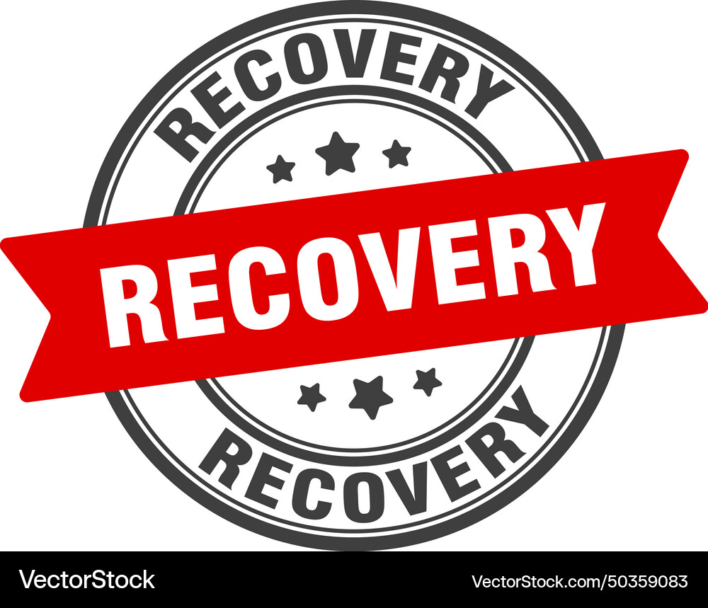 Recovery stamp label on transparent Royalty Free Vector