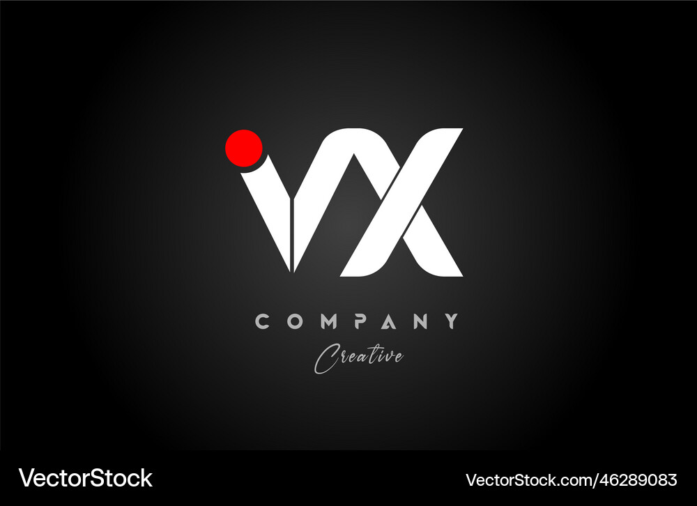 Red white alphabet letter vx v x combination Vector Image