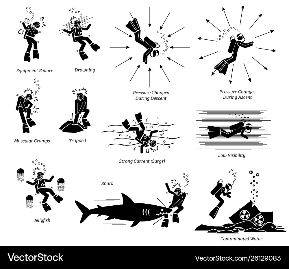 Risk danger and hazard diving pictogram Royalty Free Vector