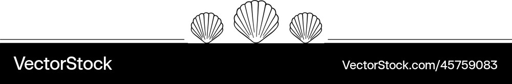 Seashells scallop border divider sea and ocean Vector Image