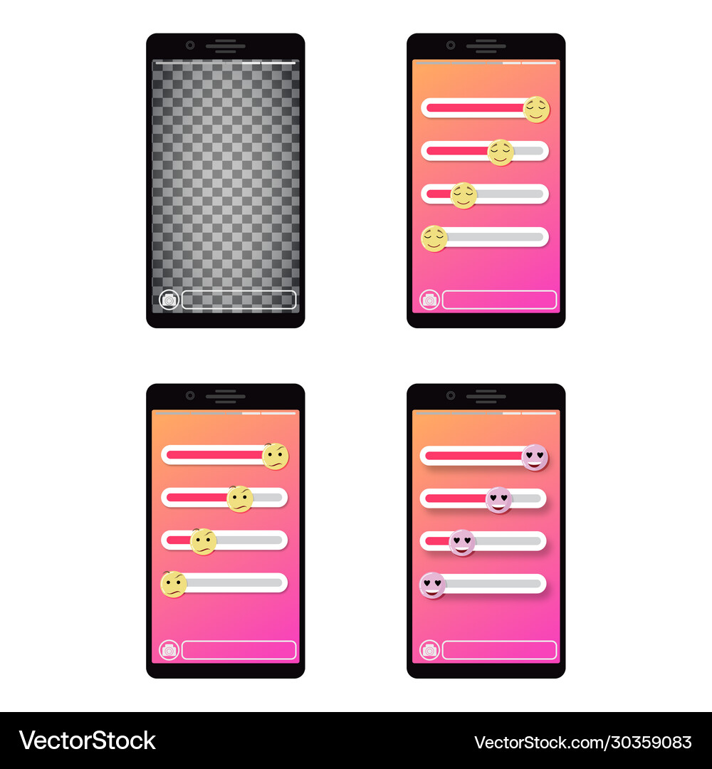 Set smiles slider for social media Royalty Free Vector Image