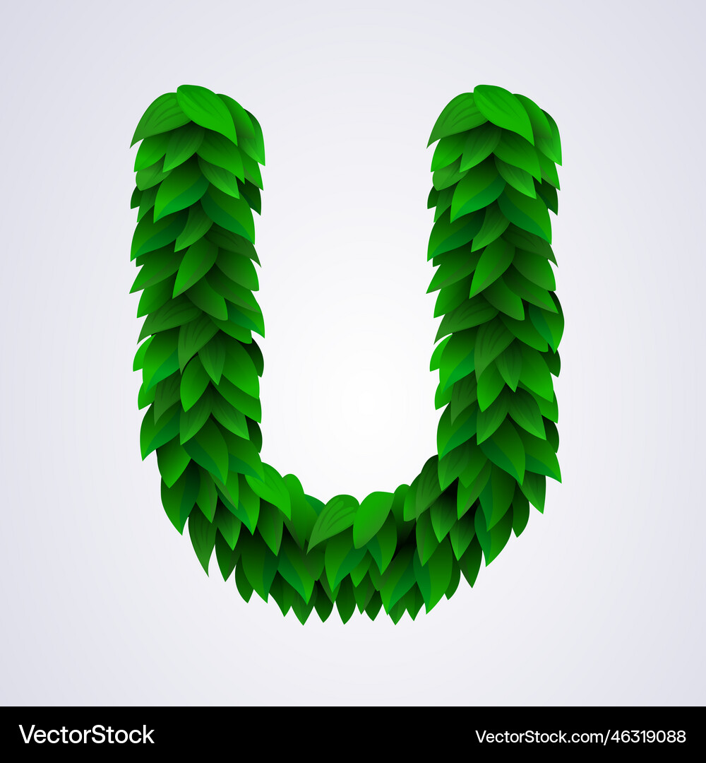 Alphabet letters made from fresh green leafs Vector Image