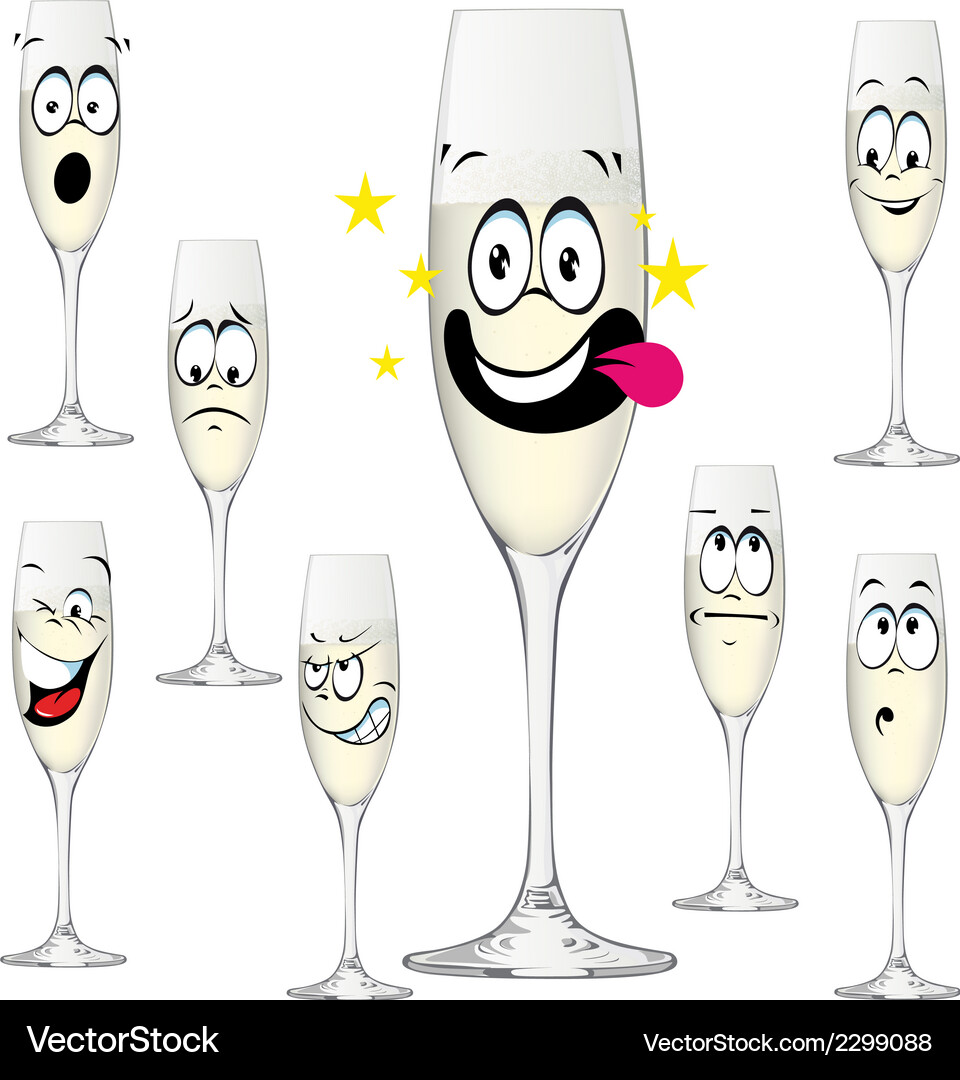 Bottle champagne funny cartoon Royalty Free Vector Image
