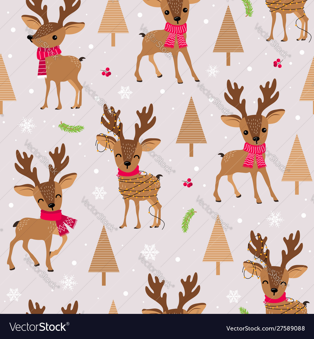 Christmas seamless pattern with reindeer Vector Image Christmas seamless pattern with reindeer Vector Image