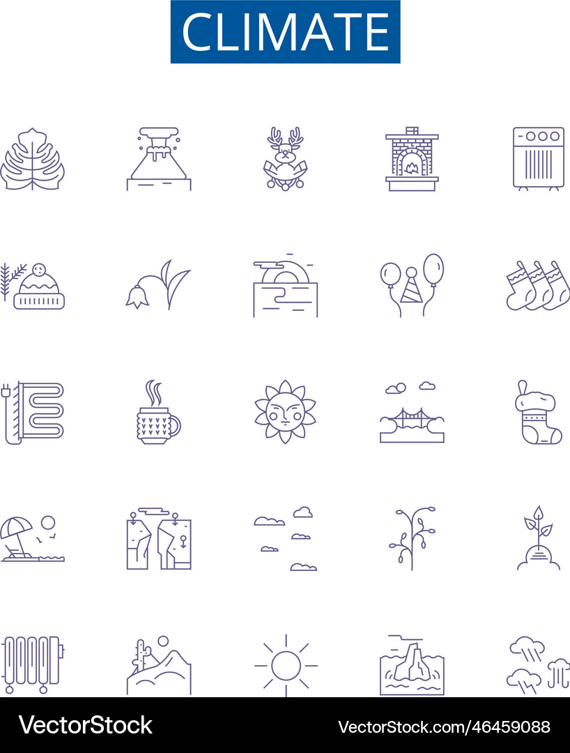 Climate line icons signs set design collection Vector Image