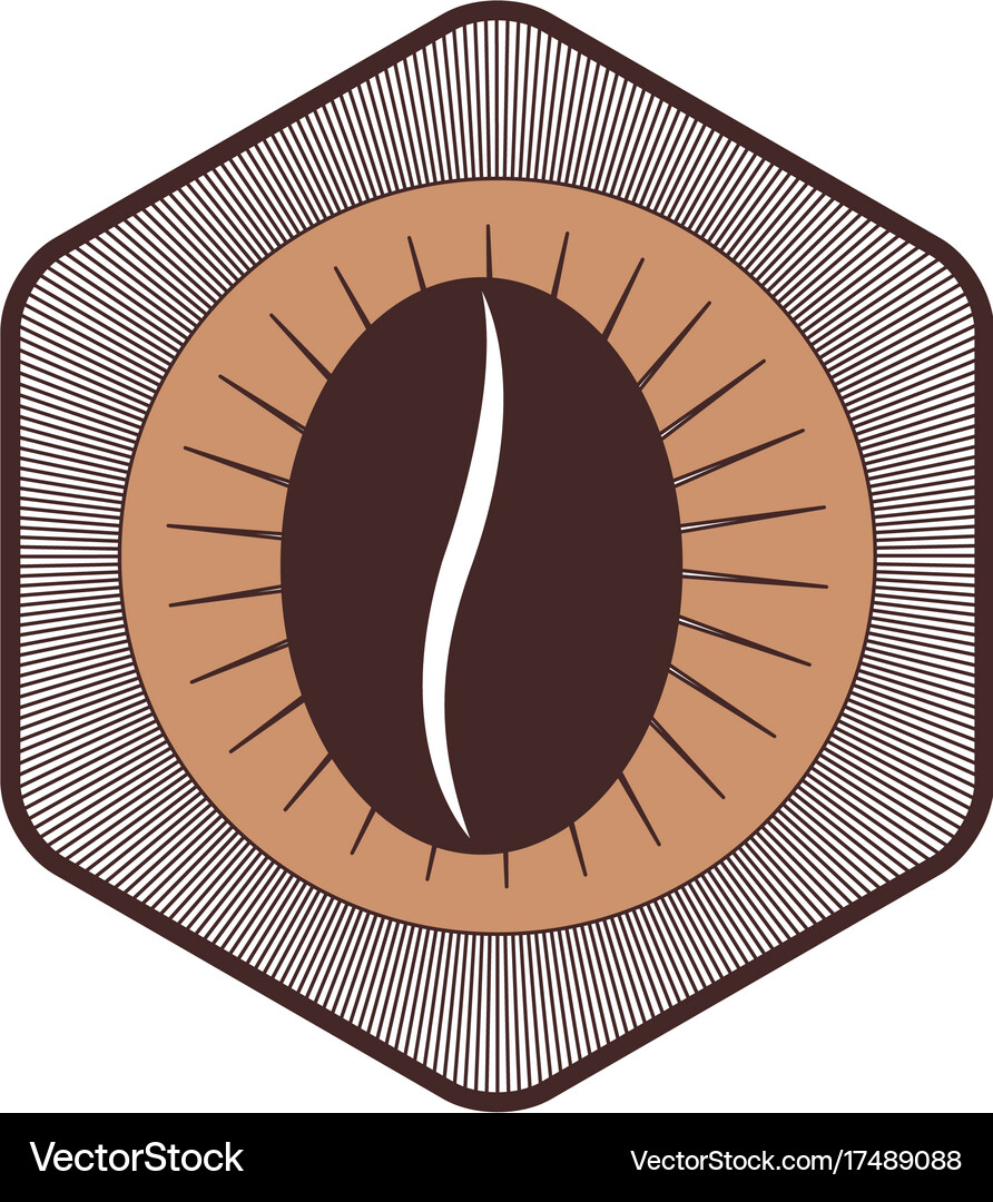 Decorative hexagon emblem of coffee bean Vector Image