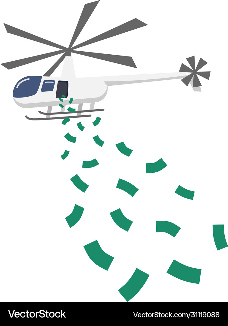 Dropping money from a helicopter to effects Vector Image